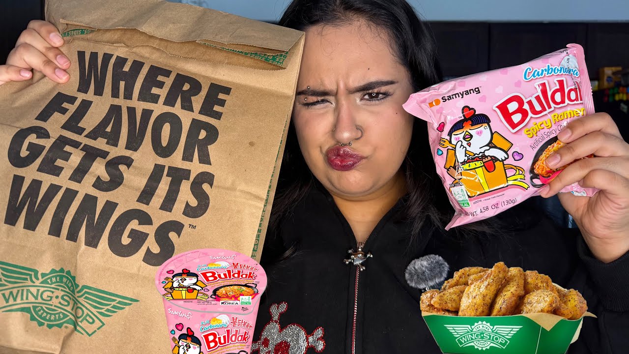 Trying the VIRAL BULDAK noodles and WINGSTOP mukbang🔥 - YouTube
