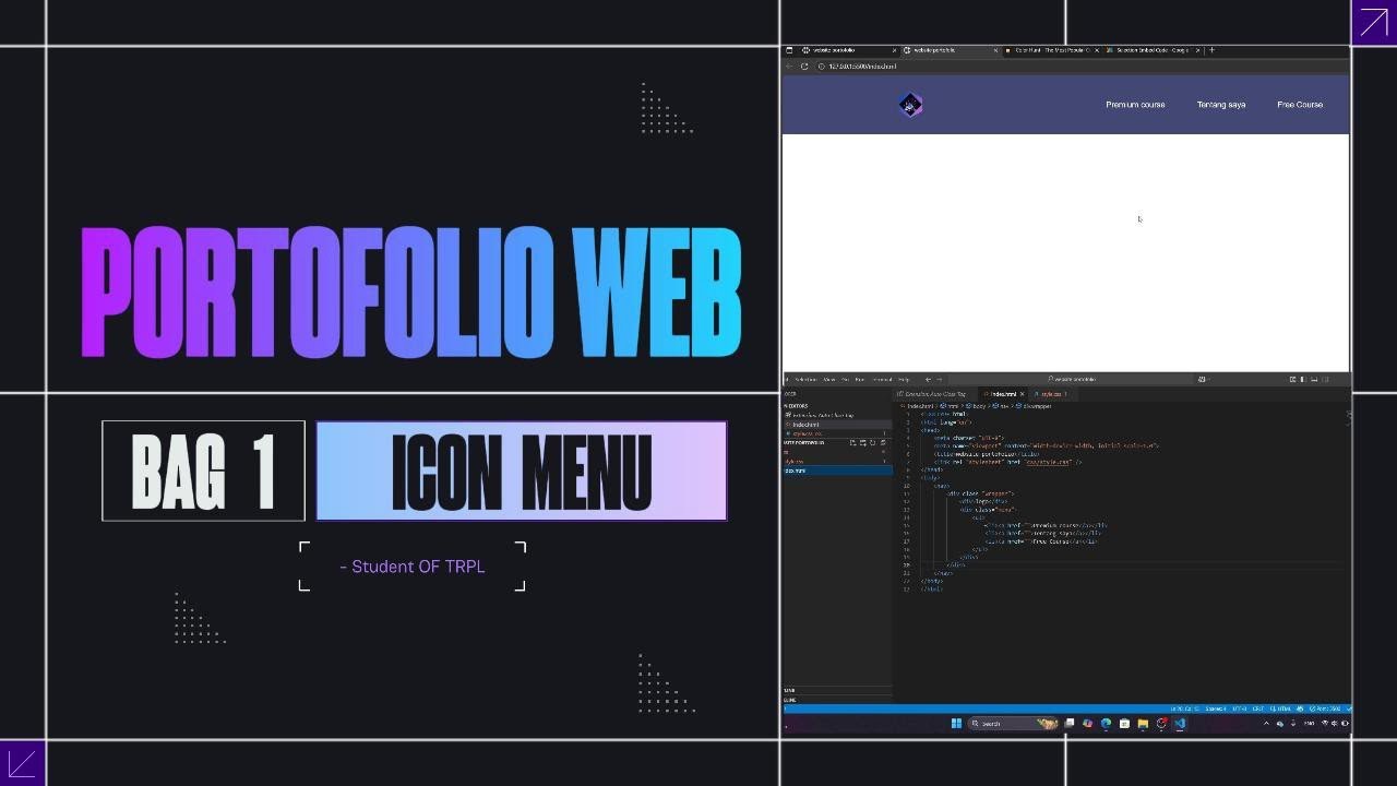 Membuat Web Portofolio (Menu) - Bag 1 - YouTube