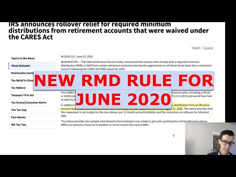New RMD Rules June 2020. Required Minimum Distribution Add Back ...