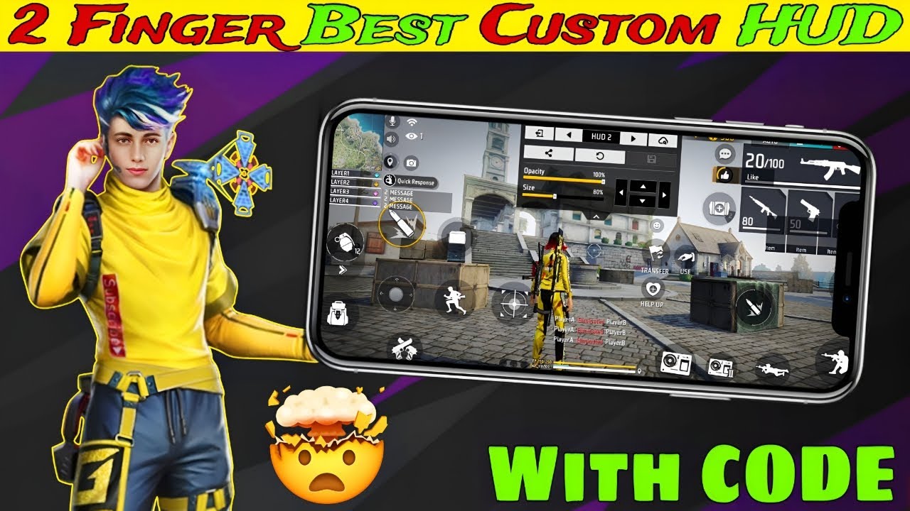 Best 2 finger custom hud free fire 🔥 Custom Hud Code 💪 - YouTube