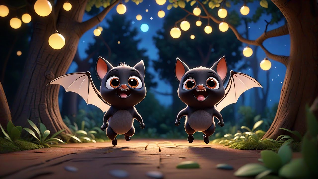 Four Bubble Bats Slip and Slide | Bat Songs for Kids | Fun Nighttime ...