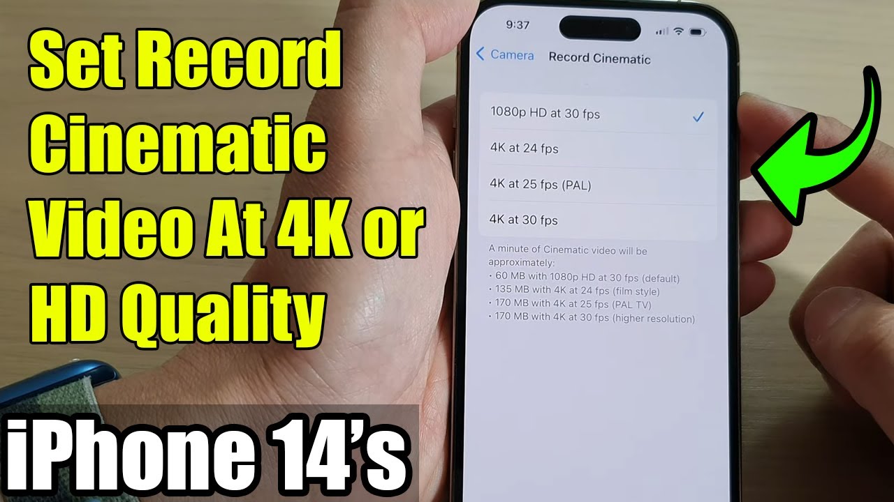 iPhone 14's/14 Pro Max: How to Set Record Cinematic Video At 4K or HD Quality - YouTube