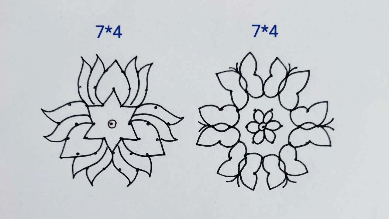 small kolam for beginners/big kolam design with dots/simple kolam ...