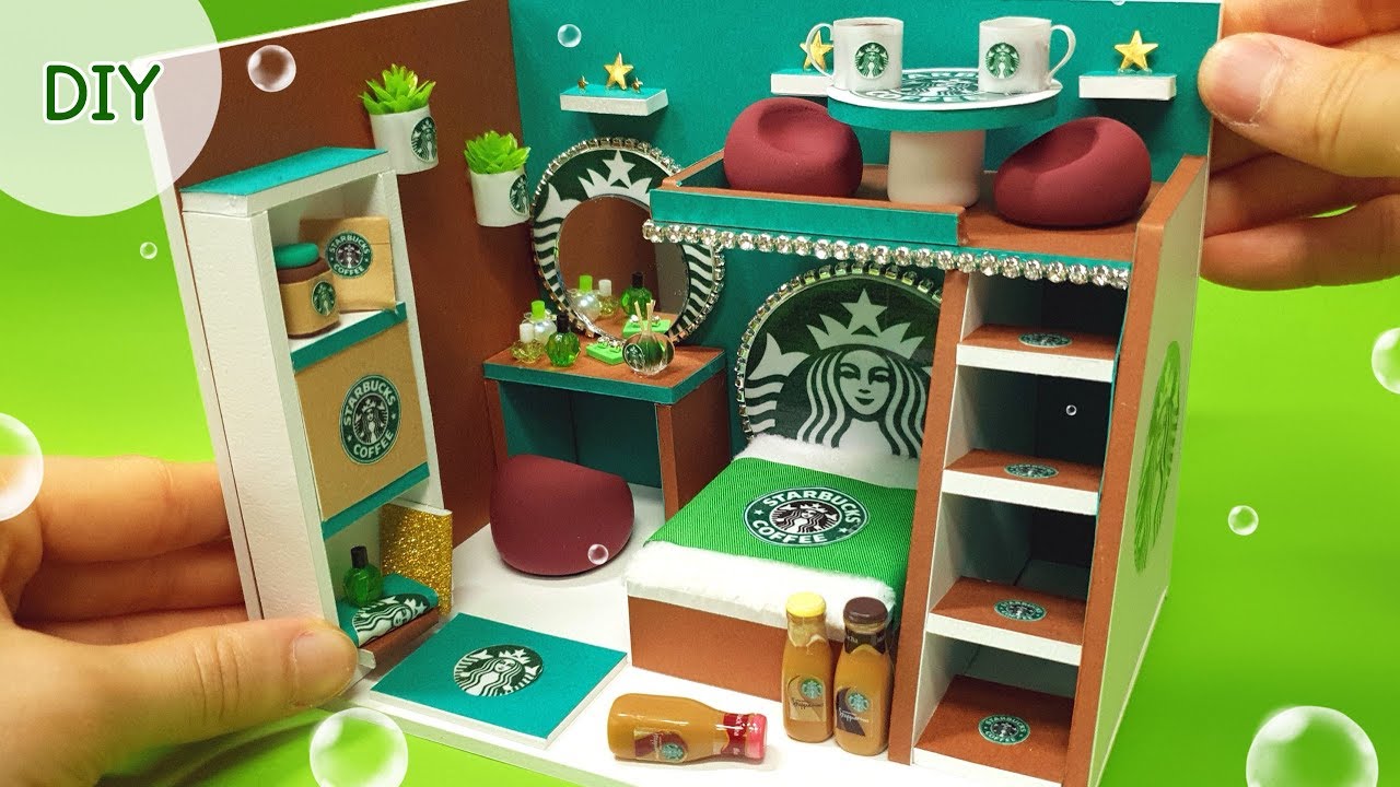 DIY Miniature Dollhouse - STARBUCKS Room decor ! - YouTube