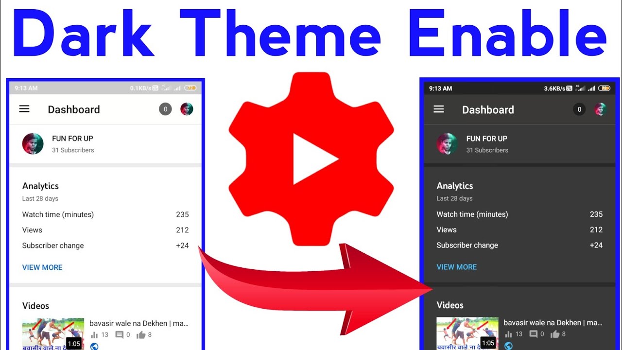 How to enable dark mode on youtube studio | Ytstudiodark Yt Studio Mein ...