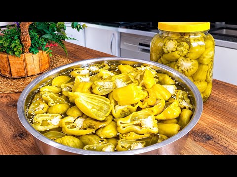5 GÜNDE YEMEYE HAZIR🤌ALTIN SARISI RENGİYLE TAM ÖLÇÜLÜ ANTEP BİBER TURŞUSU TARİFİ 🌶️😍