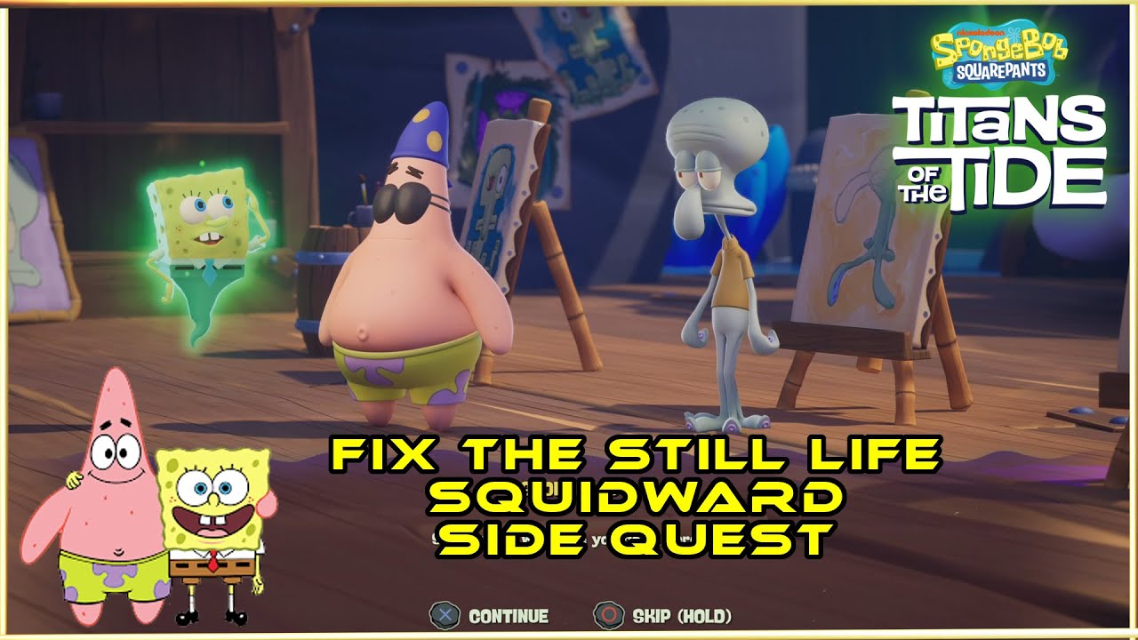 Fix The Still Life Side Quest In Spongebob Titans Of The Tide Squidward ...