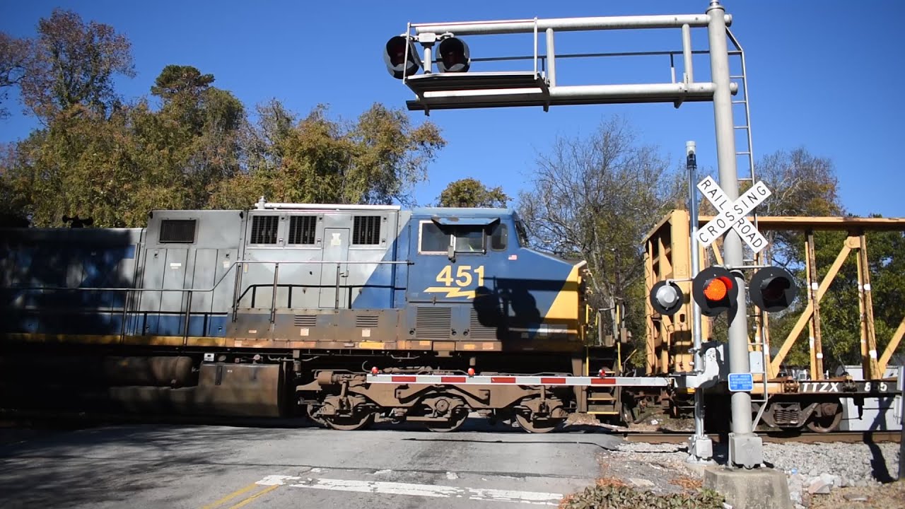 CSXT 451 Leads CSX Train F764 On The CSX Hamlet Sub Running Long Hood Forward - YouTube