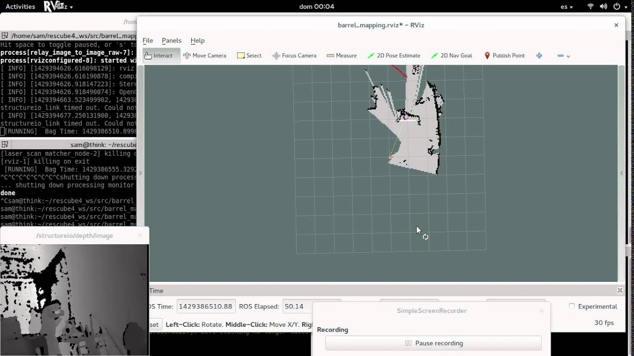 hector mapping with depth scan from structureio - YouTube