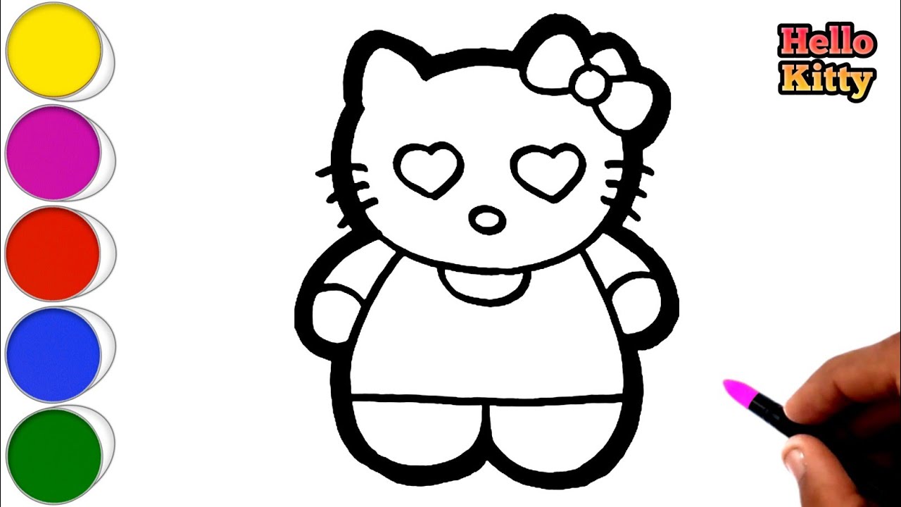 Hello Kitty Drawing and Coloring for Kids Toddlers -- Learn How to Draw ...