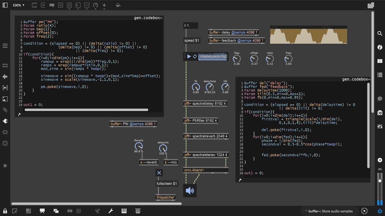 [Max/MSP] spectral filter with phase modulation buffer - YouTube