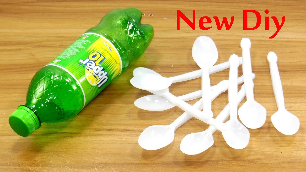 DIY Plastic spoon & plastic bottle craft idea | best out of waste ...