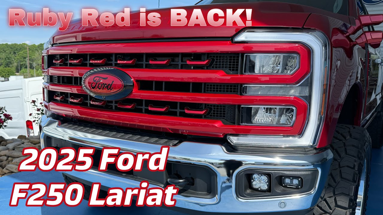 2025 Ford F250 Lariat 3” LIFTED on 37s-RUBY RED 7.3L GODZILLA V8 - YouTube