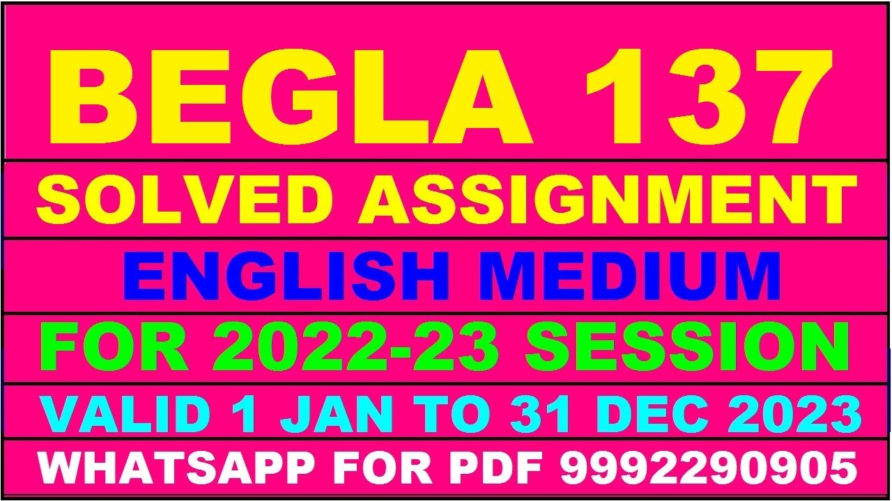 begla 137 solved assignment 2022-23 in english | begla 137 solved ...