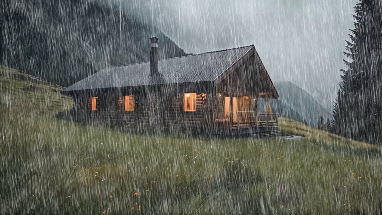 Rain Sounds for DEEP SLEEP in the COZY Swiss Alps with THUNDER Tonight ...