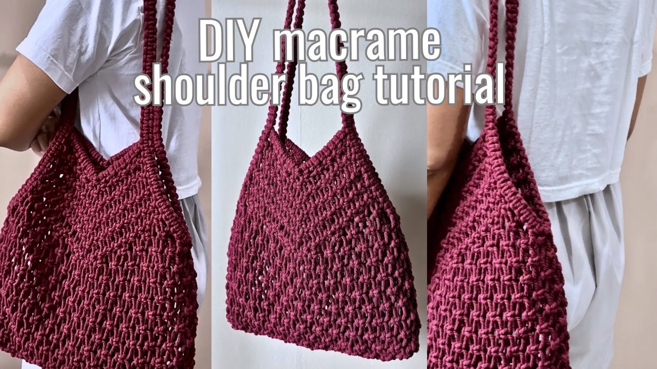 DIY | Macrame shoulder bag tutorial | Macrame net bag tutorial - YouTube
