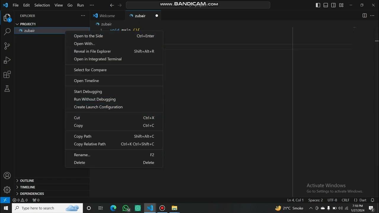 How to run file in visual studio | learn dart programing language | - YouTube