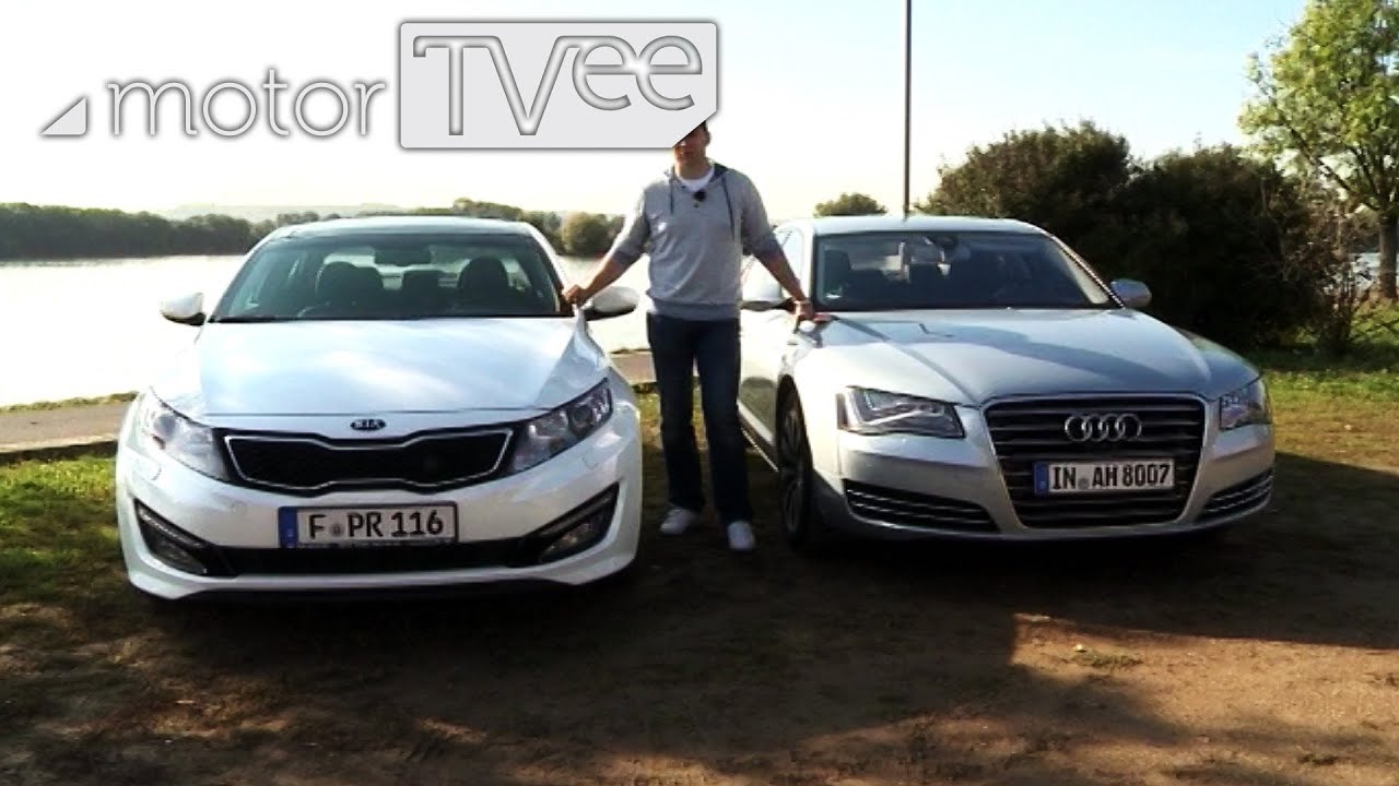 The Kia Optima Hybrid vs the Audi A8 Hybrid - Korea vs Germany ...