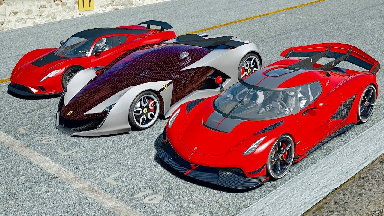 Ferrari Impronta vs Koenigsegg Jesko vs Hennessey Venom F5 at Top Gear ...