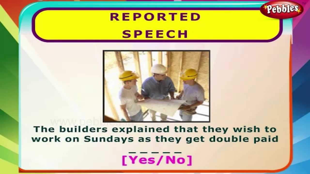 Reported Speech | English Grammar Exercises For Kids | English Grammar ...