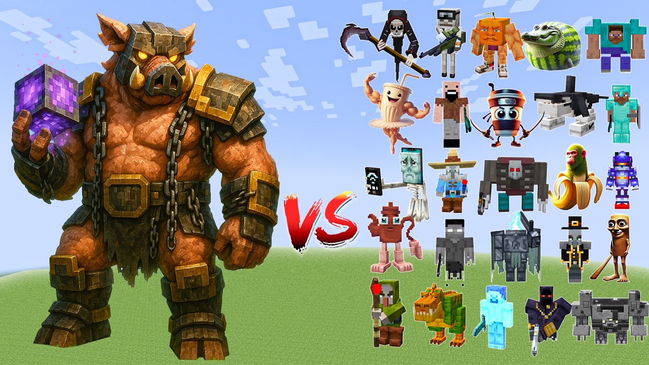 Great Hog vs All New Golems Minecraft Mob Battle ! - YouTube