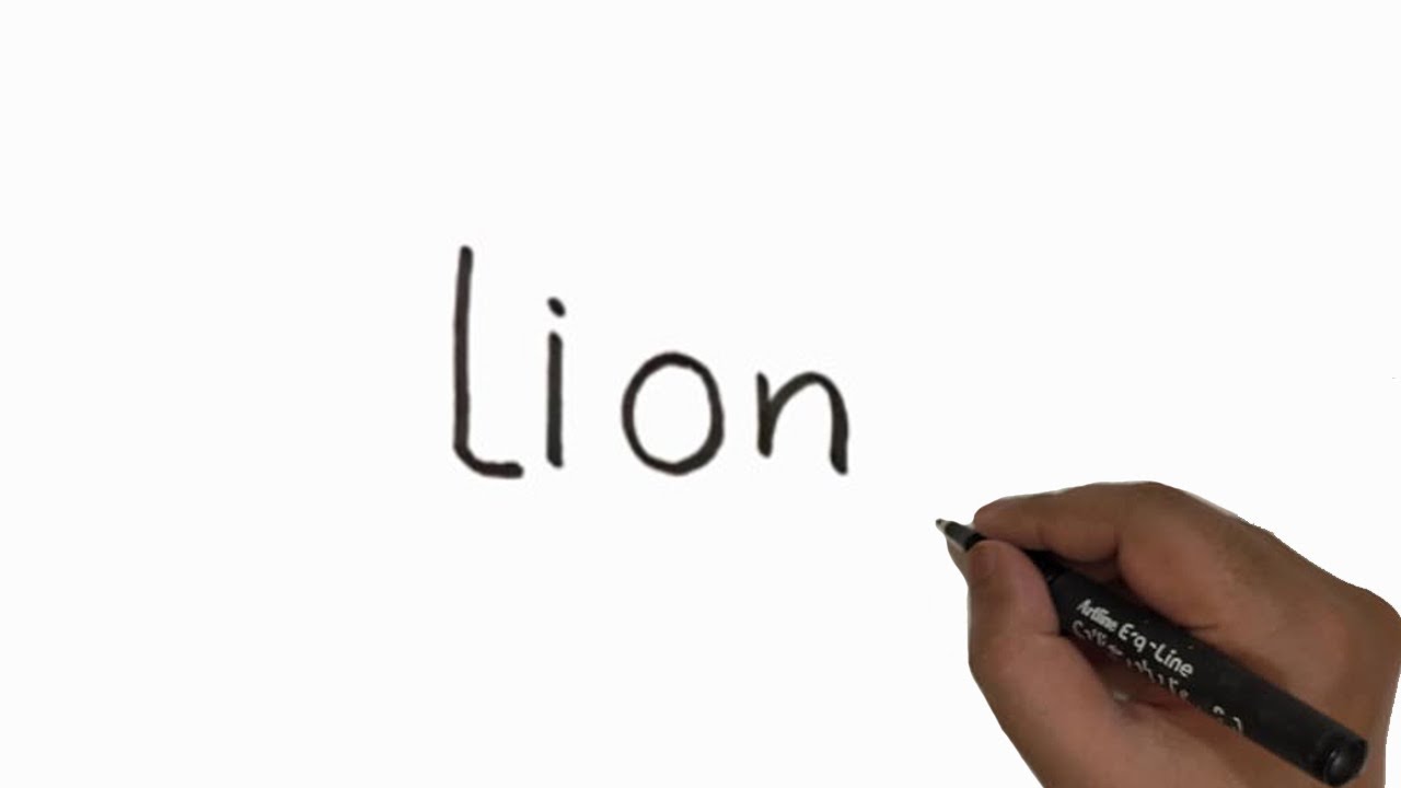 Very easy drawing. How to draw a lion from word LION. Lion Drawing With ...