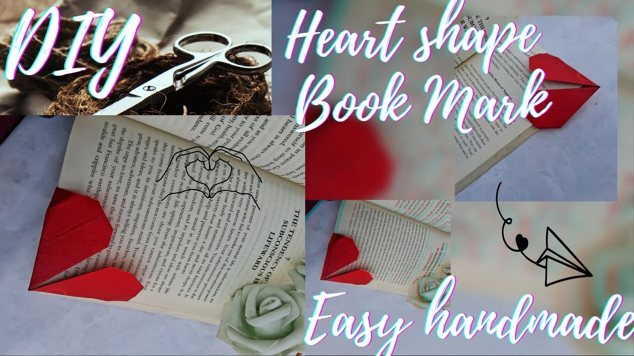 Diy heart shape book mark/easy handmade bookmark - YouTube