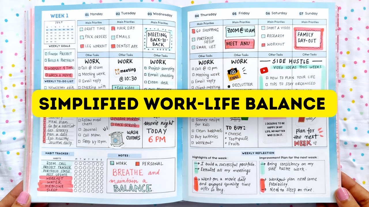 How to use your Planner to manage a WORK LIFE BALANCE | Planner Setup ...