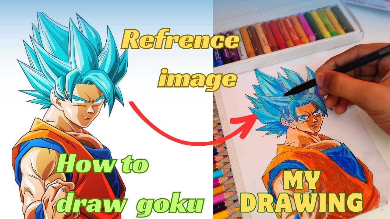 😳how to draw goku anime character with pencil colors //easy drawing🤩 ...