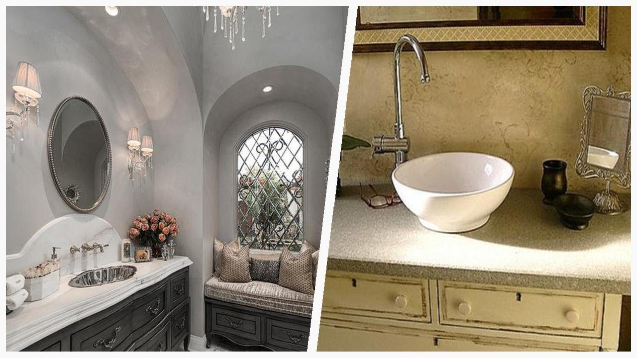 75 All Cabinet Finishes Shabby-chic Style Powder Room Design Ideas You ...