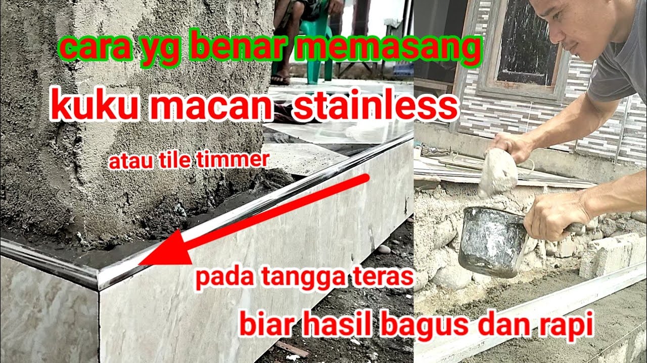 cara memasang kuku macan stainless atau aluminium tile timmer - YouTube