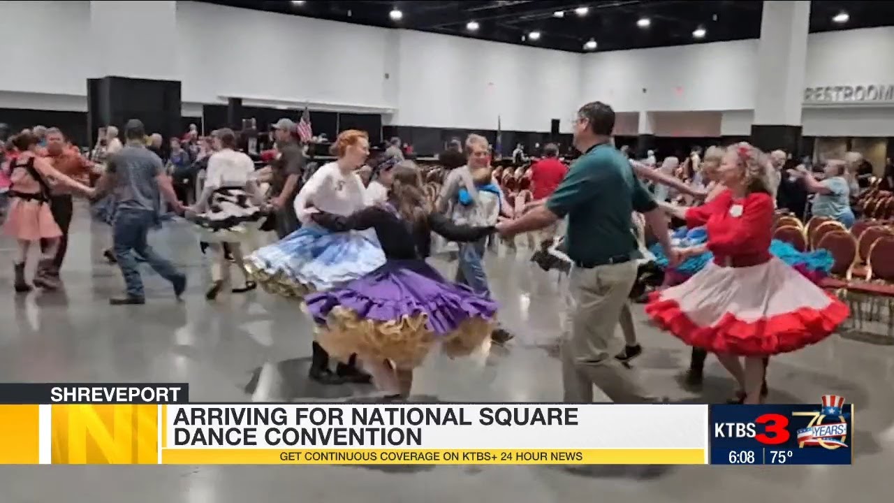 Square dancing convention arrivals begin - YouTube
