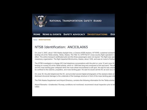 C’EST QUOI LE CODE NTSB ID: ANC03LA065 - YouTube