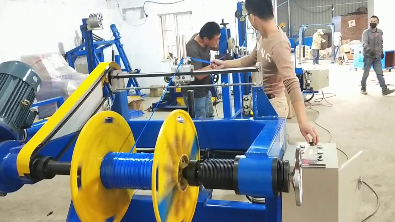 electric wire winding machine rewinding machine - YouTube