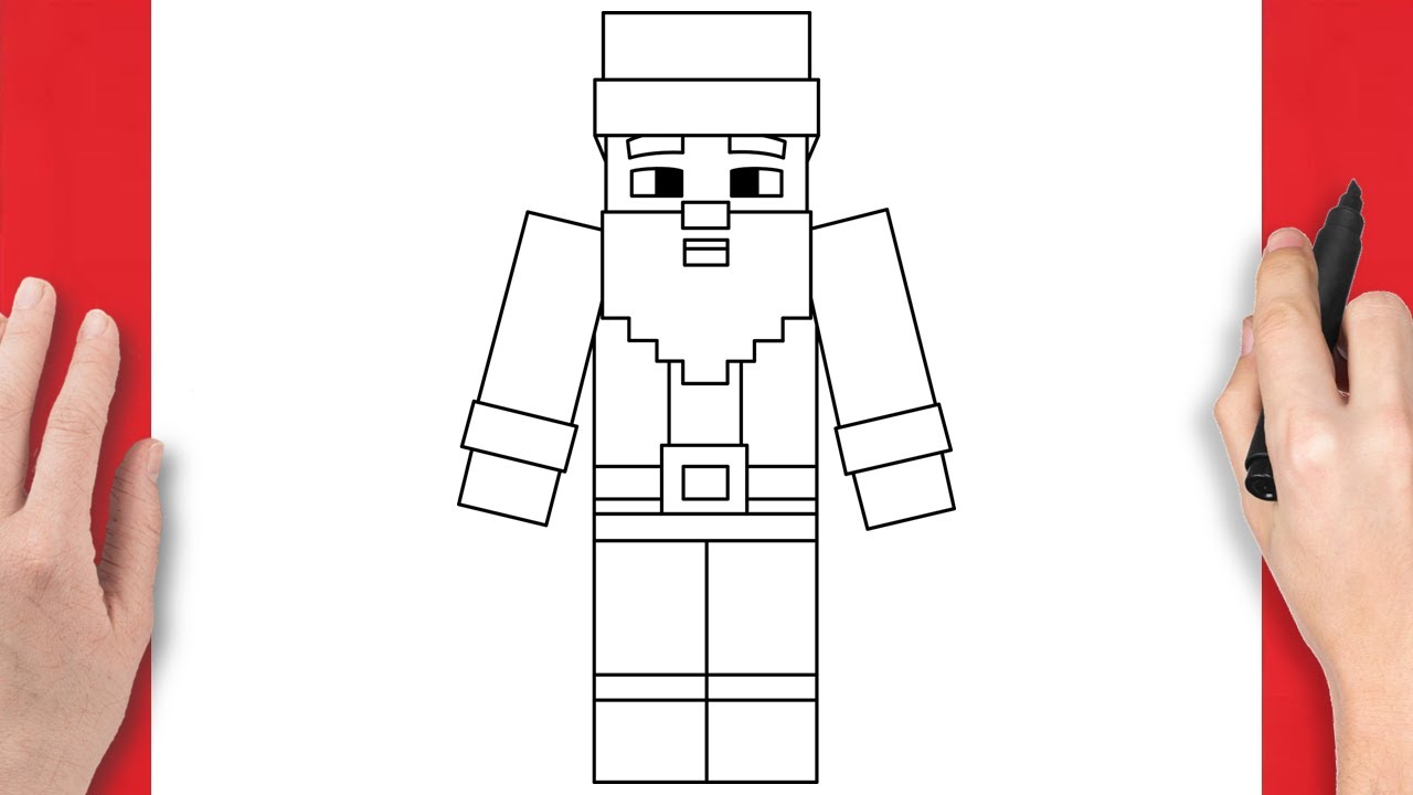 How To Draw Minecraft Steve Santa Claus - Step By Step Drawing Tutorial ...