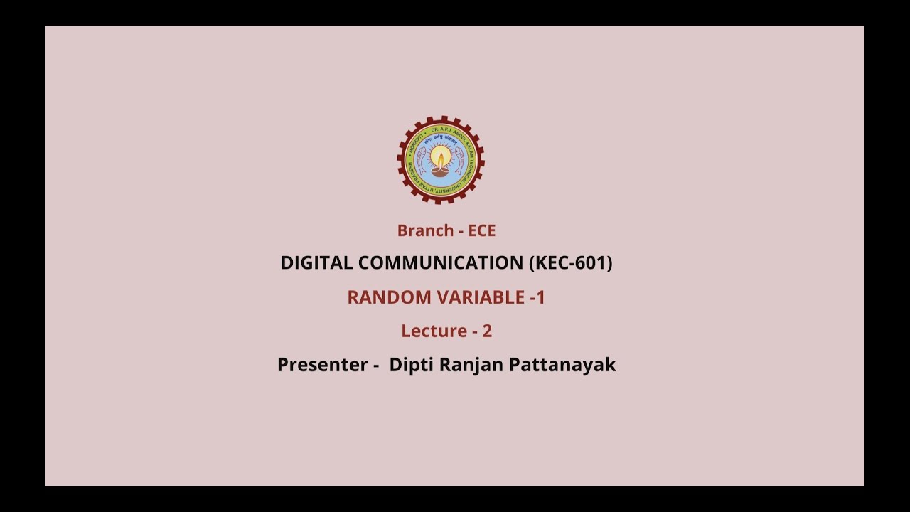 Digital Communication | Random Variable Part-1| AKTU Digital Education ...