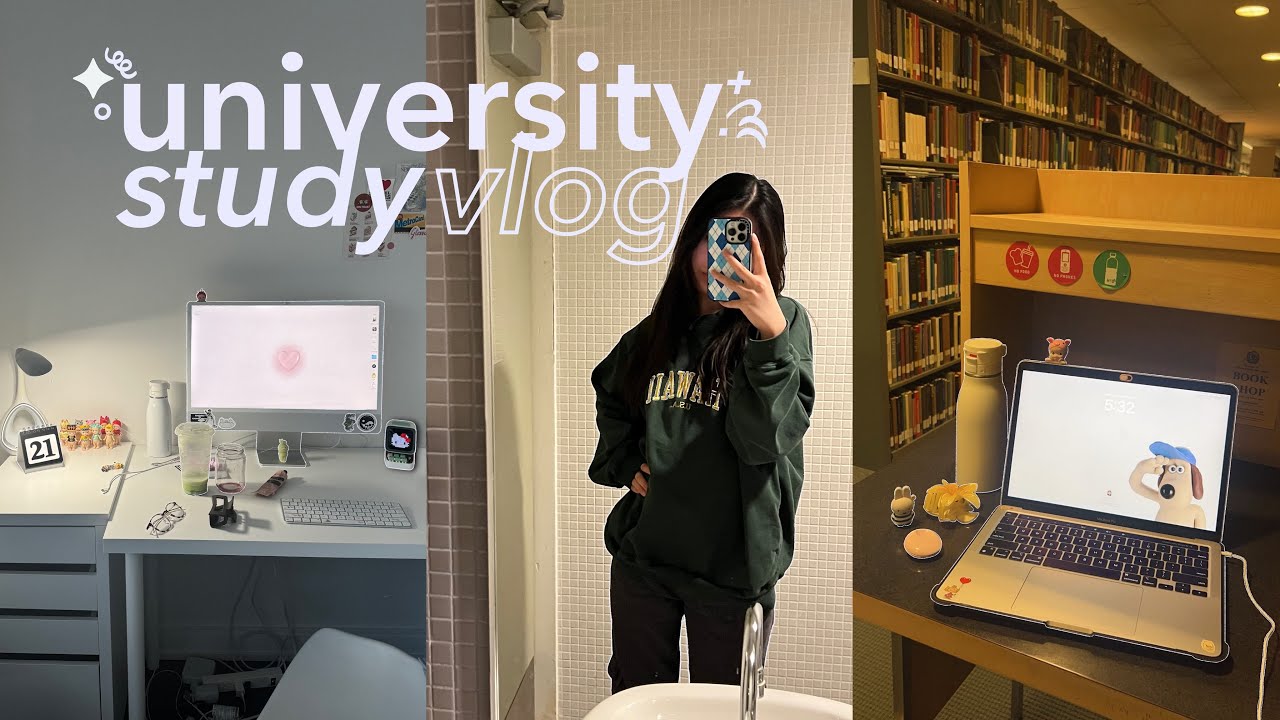 study vlog 🍓 | university life + aesthetic desk setup - YouTube