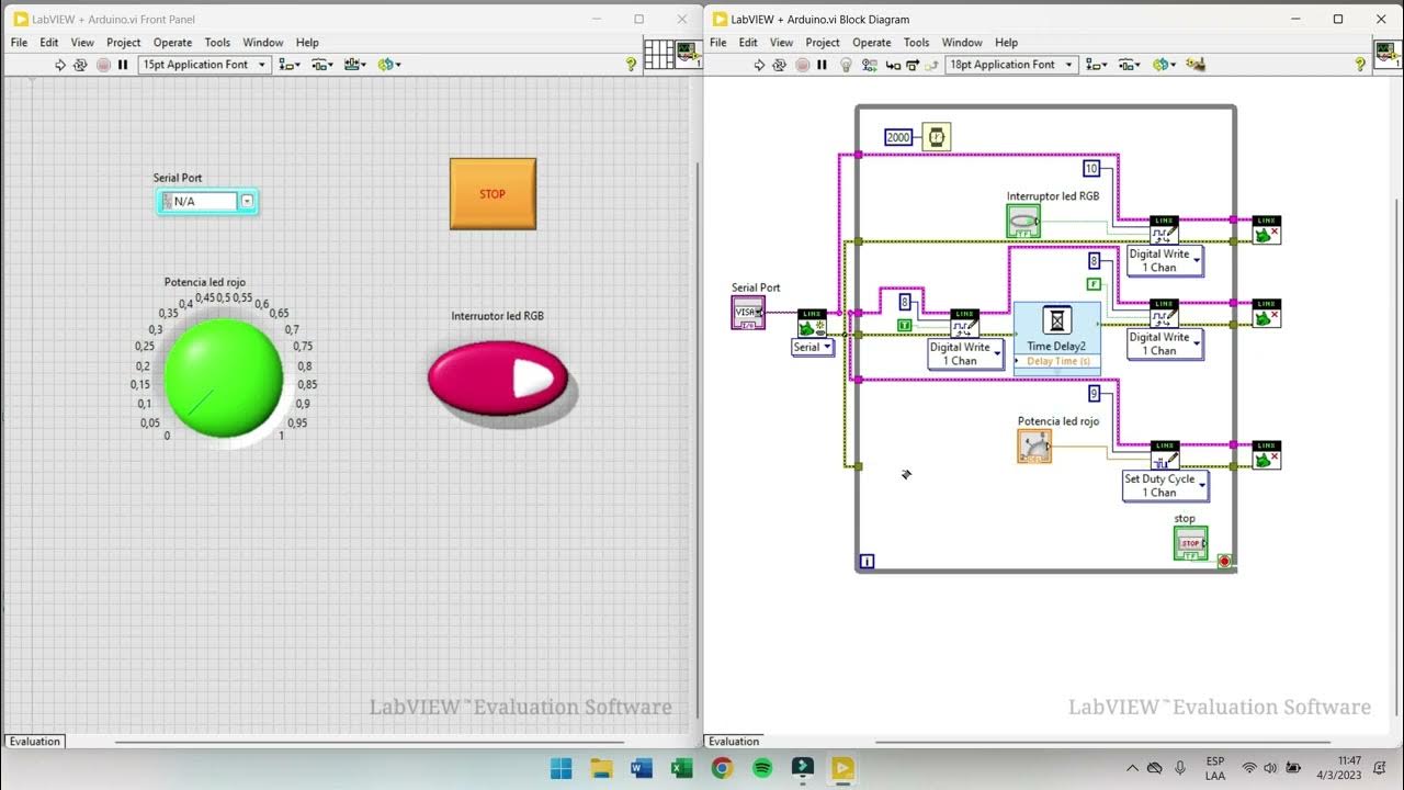 Led parpadeante, potenciometro y pulsador | LabVIEW + Arduino - YouTube