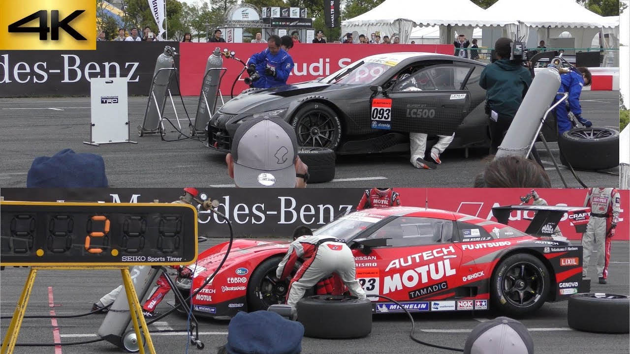 日産vsレクサス SUPER GT Pit Stop Contest MOTOR SPORT JAPAN 2018 - YouTube