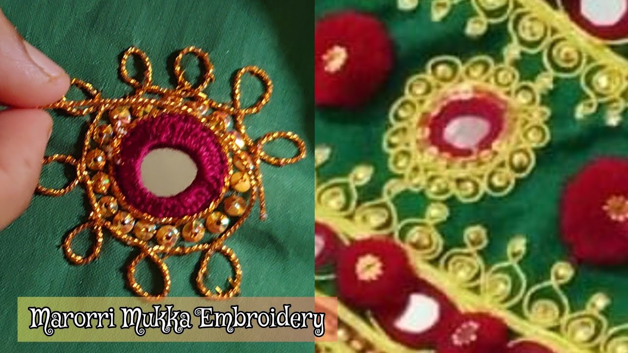 Marorri Mukka Flower Hand Embroidery With The Golden Zari & Sitara ...