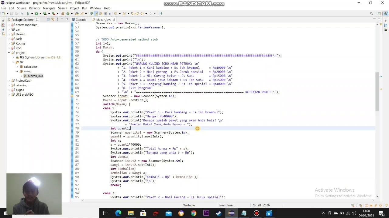 Final Project PBO - Aplikasi Menu Kasir (Eclipse) - YouTube