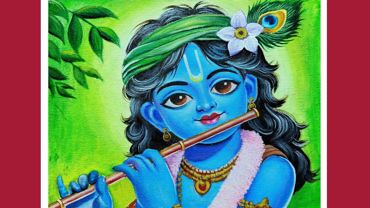 how to draw lord krishna acrylic color with canvas PART-3/krishna ...