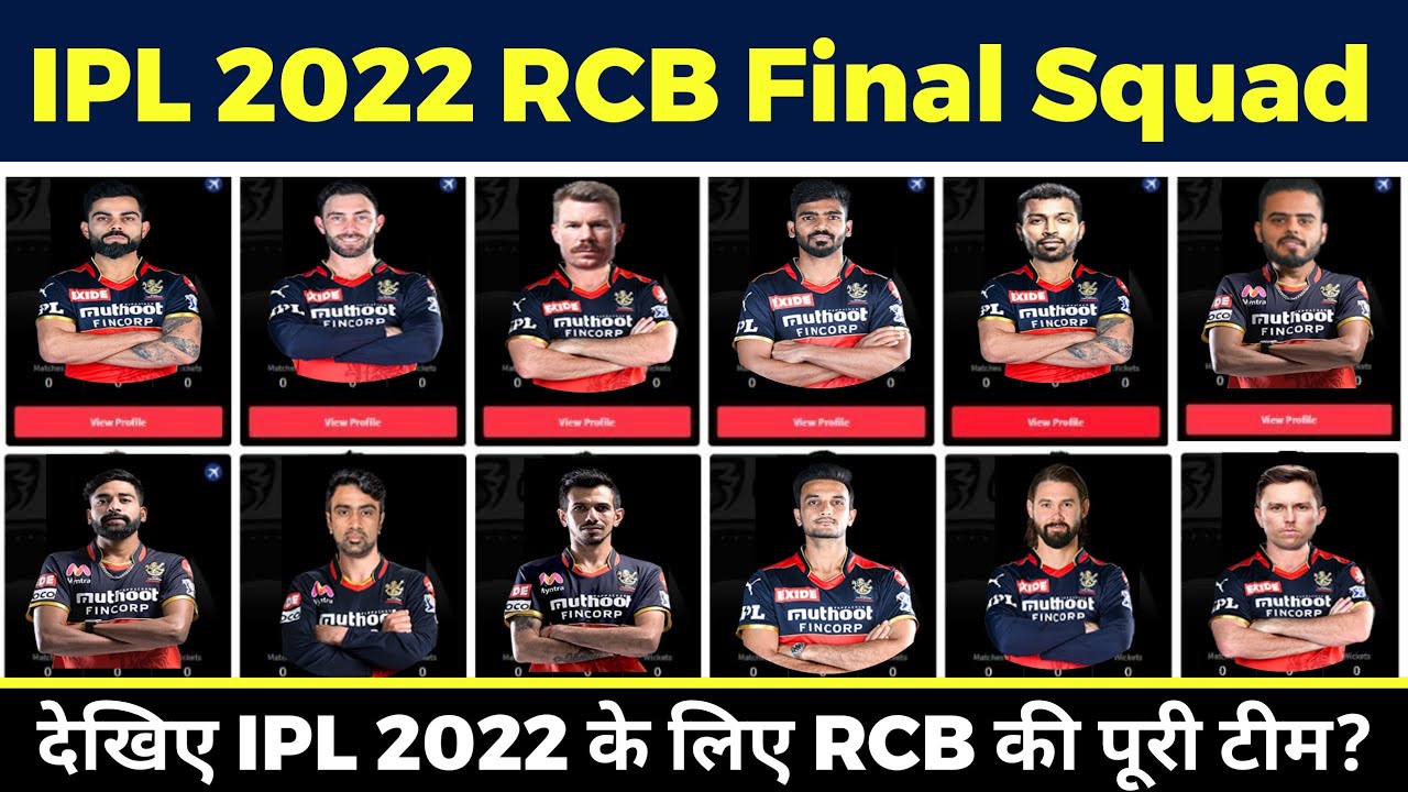 IPL 2022 RCB Team New Squad | Royal Challengers Bangalore 2022 IPL team ...