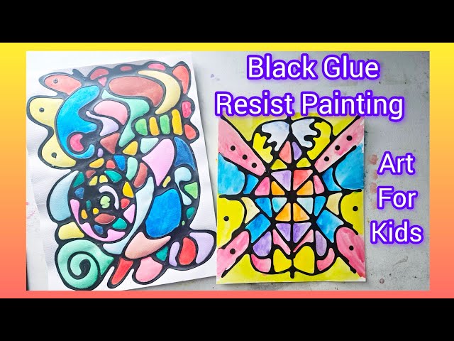 Black Glue Art St. Patrick's Day Art Project Four Leaf Clover Black