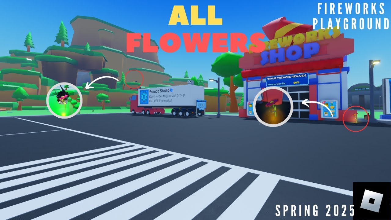 All 10 flower locations in Roblox Fireworks Playground! (Quest) - YouTube