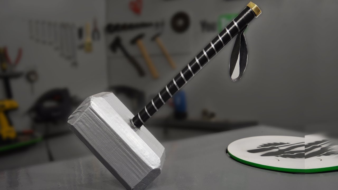 How to make a solid THOR HAMMER from CARDBOARD - YouTube