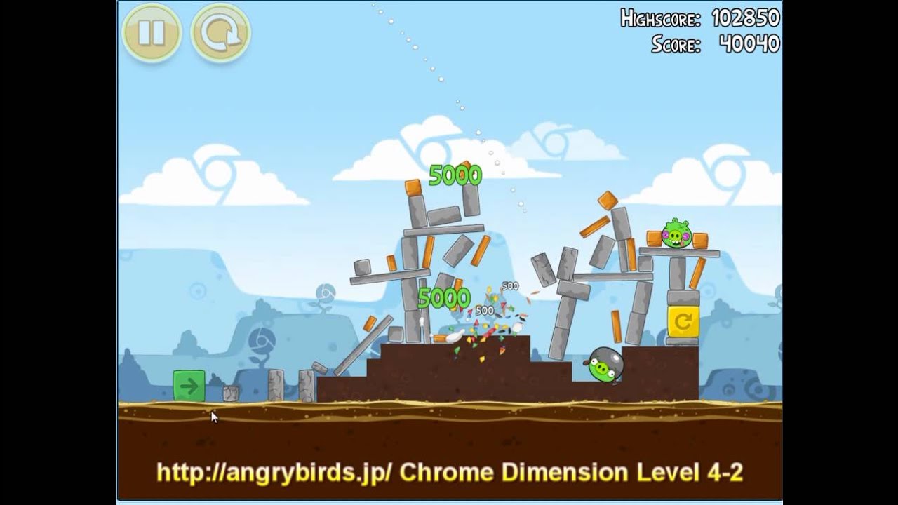アングリーバード（Angry Birds）Google版 「Chrome Dimension」攻略No,2 - YouTube