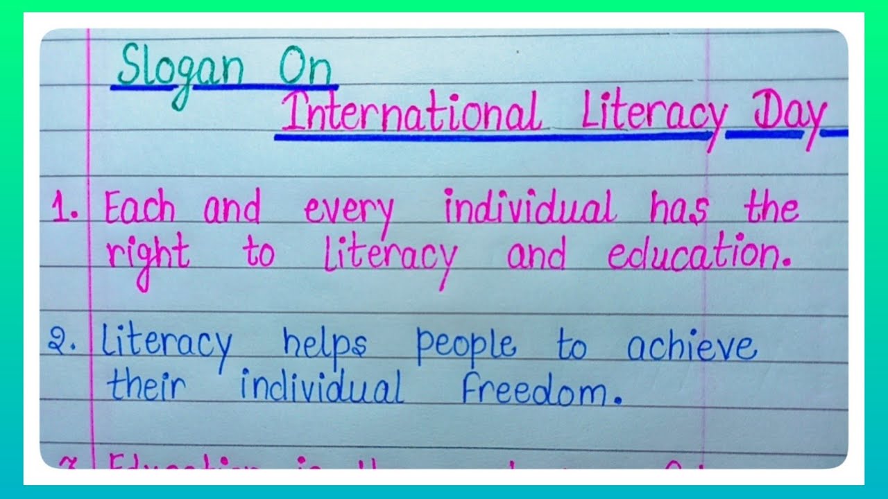 10 Best Slogan On International Literacy Day In English l Slogan On ...