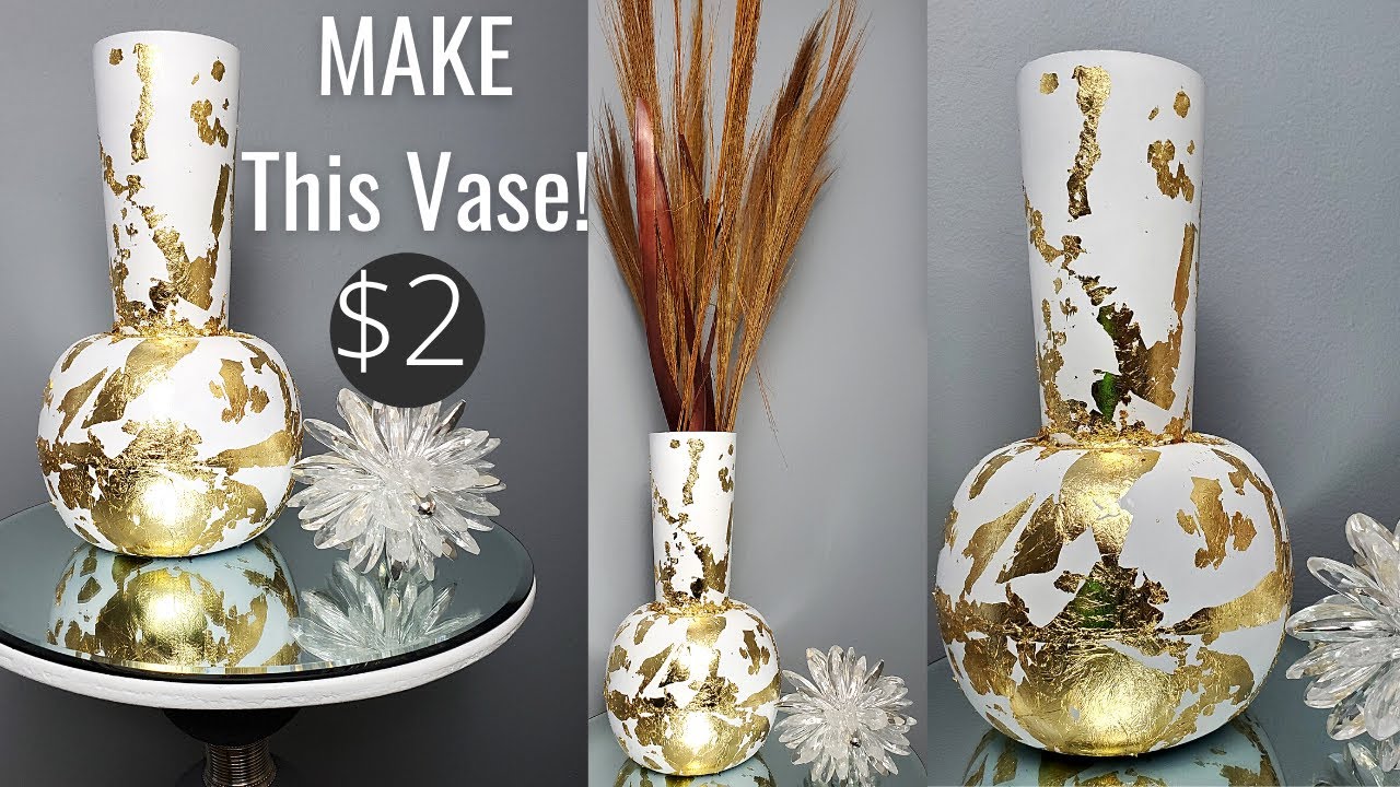 DIY GOLD LEAF VASE HOME DECOR / WEDDING CENTERPIECES - YouTube