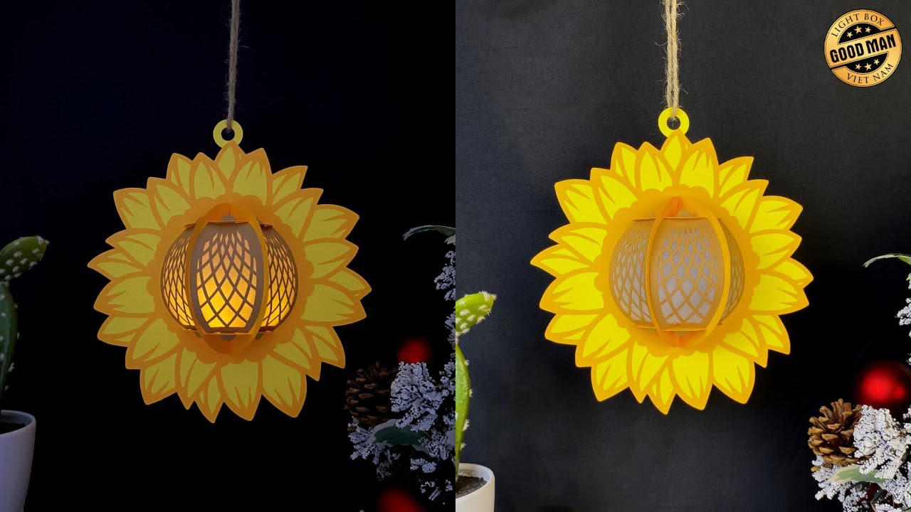 How To Make Paper Cut Lantern Sunflower - YouTube